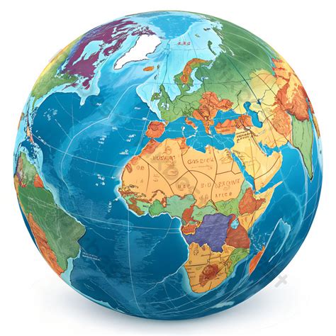Colorful Globe With Continents And Oceans Planet Illustration 