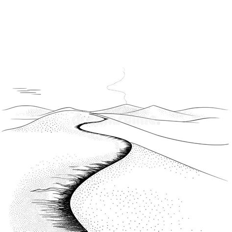 Featuring Simple Black Line Drawing Of A Curved Path Stock Vector Illustration Of White