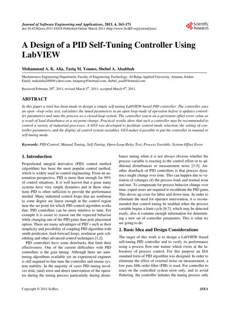 pdf a design of a pid self tuning controller using labview