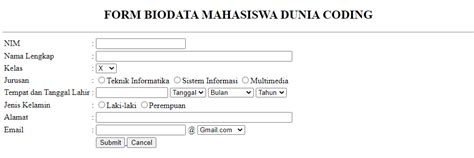 Belajar Html 7 Membuat Form Html Dunia Coding