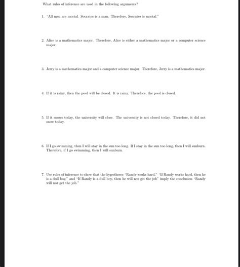 Solved What Rules Of Inference Are Used In The Following Chegg Com