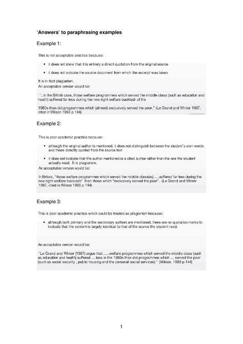 Paraphrasing Examples Answerspdf Exercises Grammar And Composition