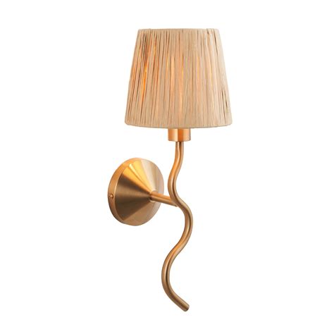 Sonsy Brushed Aged Brass And Rafia Wall Light Lightbox