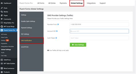 twilio integration sms notifications with wp fluent forms wordpress form builder plugin wp