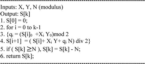 algorithm 1 radix‐2 montgomery modular multiplication download