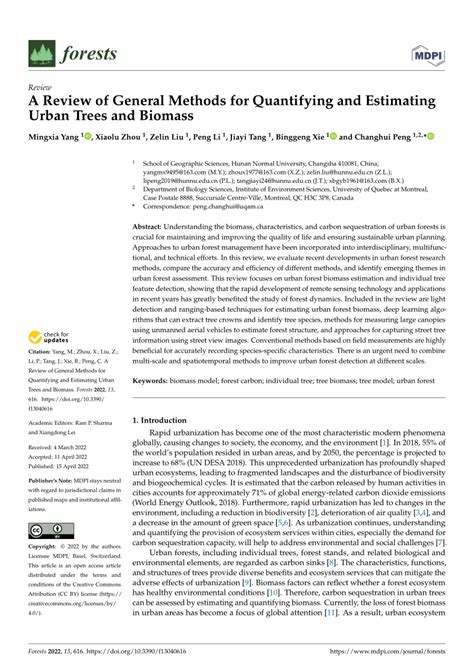 Pdf A Review Of General Methods For Quantifying And Estimating Urban Trees And Biomass