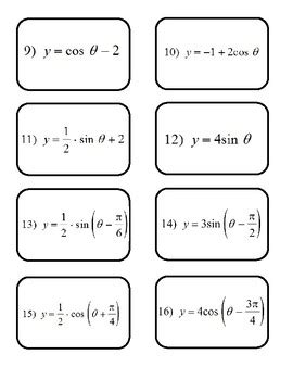 Trig Graph Match Up By Bridge Building Teachers Pay Teachers