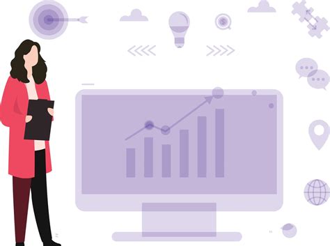 The Girl Is Standing By The Graph Monitor 7853752 Vector Art At Vecteezy