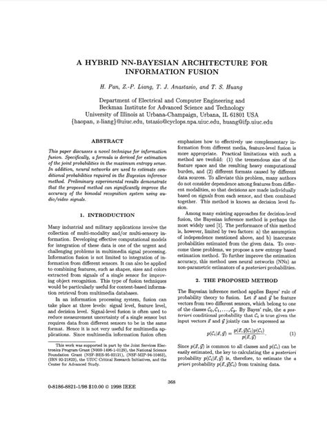 Pdf A Hybrid Nn Bayesian Architecture For Information Fusion
