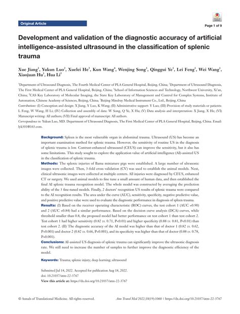 Pdf Development And Validation Of The Diagnostic Accuracy Of
