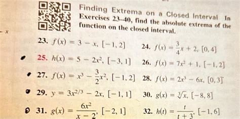 Solved Finding Extrema On A Closed Interval In Exercises