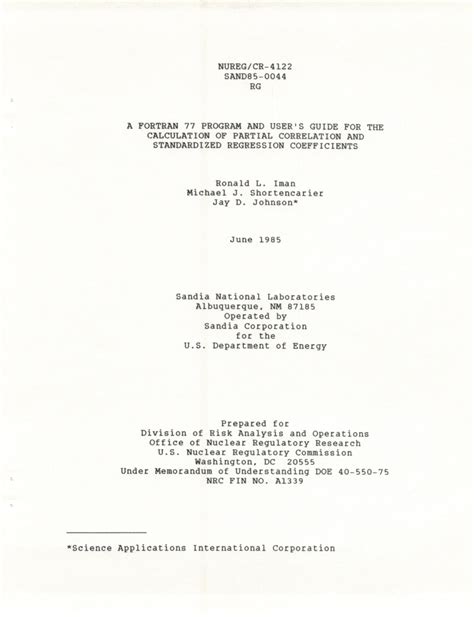 Pdf Fortran 77 Program And Users Guide For The Calculation Of