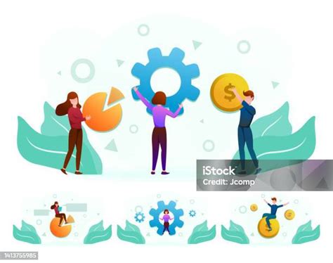 비즈니스 성공 개념 투자를위한 데이터 시장을 분석하는 비즈니스 사람들의 그룹 만화 벡터 일러스트 레이 션 Staff Meeting에 대한 스톡 벡터 아트 및 기타 이미지