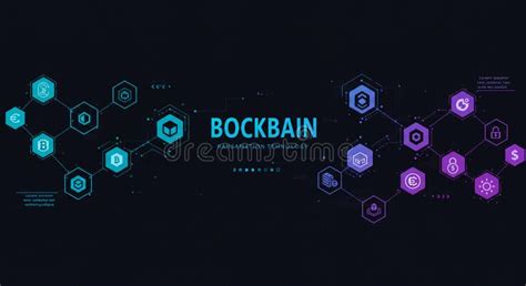 Digital Graphic Visualizing A Blockchain Concept Hexagonal Icons Represent Stock Illustration