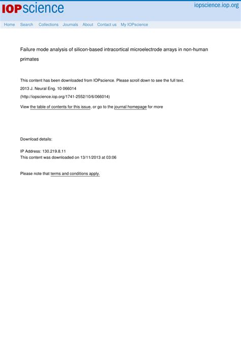 Pdf Failure Mode Analysis Of Silicon Based Intracortical
