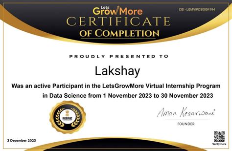 Lakshay On Linkedin Datascience Internship Letsgrowmore Dataanalytics Machinelearning