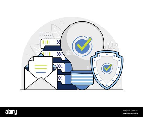 File Security And Firewall Protection Line Scene Stock Vector Image