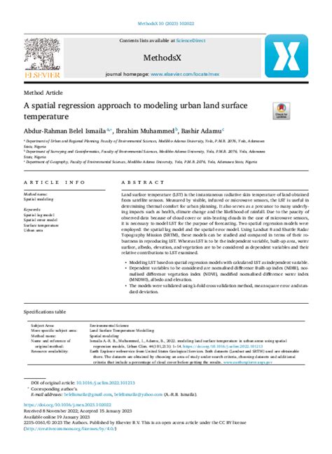 Pdf A Spatial Regression Approach To Modeling Urban Land Surface