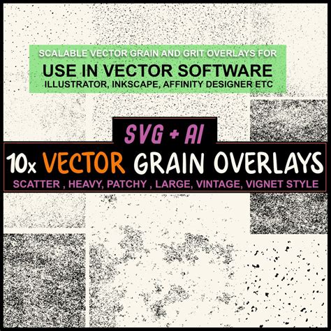 VECTOR GRAIN TEXTURE Overlay Pack Black Grain Grit Bundle X 10
