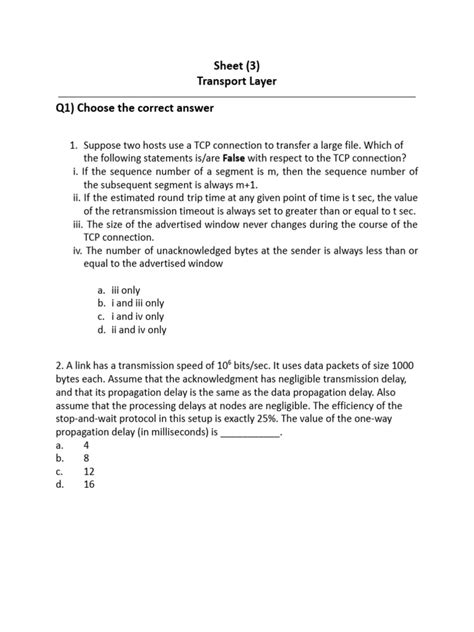 sheet tcp pdf transmission control protocol internet protocols