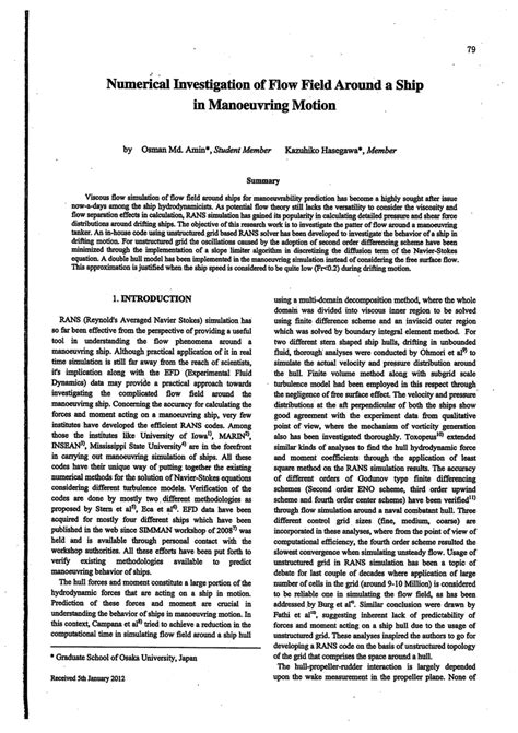 Pdf Numerical Investigation Of Flow Field Around A Ship In