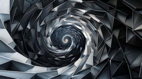 Spiraling Vortex Of Geometric Shapes Converging Premium Ai Generated