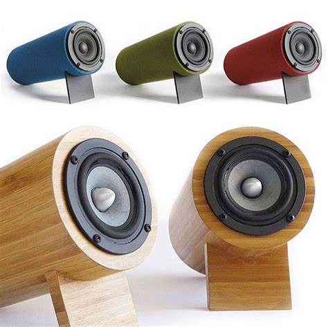 Stylish Rounded Sound Speakers In Four Colors Colorful Cylindrical