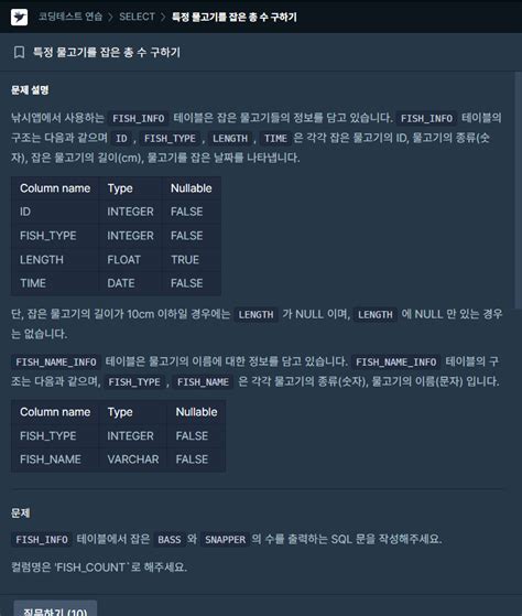 99클럽 코테 스터디 til 프로그래머스 sql 1