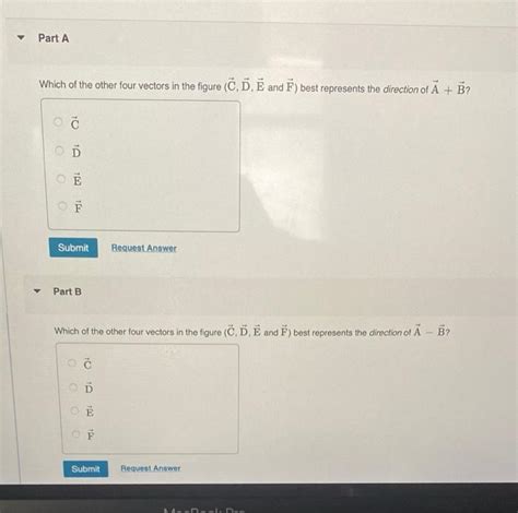 Solved Parta PartnWhich Of The Other Four Vectors In The Chegg Com