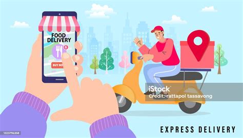 벡터 그림입니다 격리 온라인 쇼핑 하는 여자 슈퍼마켓 온라인으로 음식을 주문하십시오 휴대 전화에 응용 프로그램 집에서 구입 신선한 식료품 음식 배달 개념에 대한 스톡 벡터