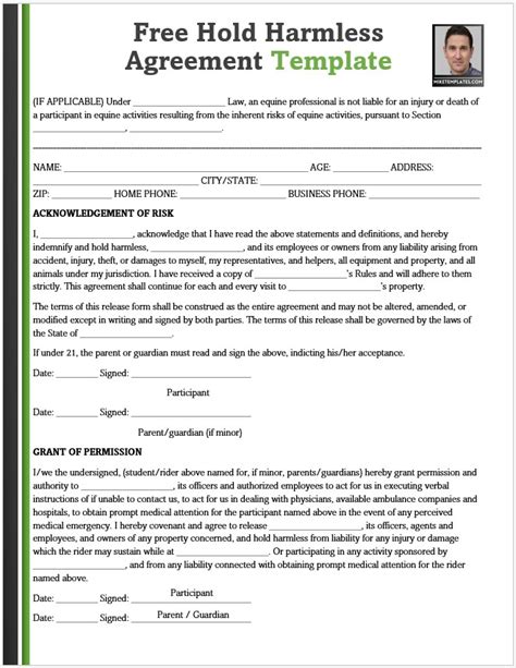 Hold Harmless Agreement Template