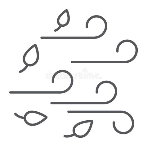 Wind Thin Line Icon Weather And Climate Windy Sign Vector Graphics A Linear Pattern On A