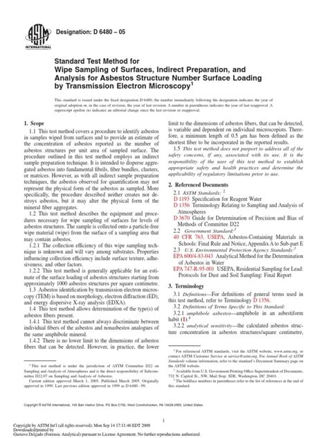 Astm D6480 Tem Dust Wipes Pdf Transmission Electron Microscopy