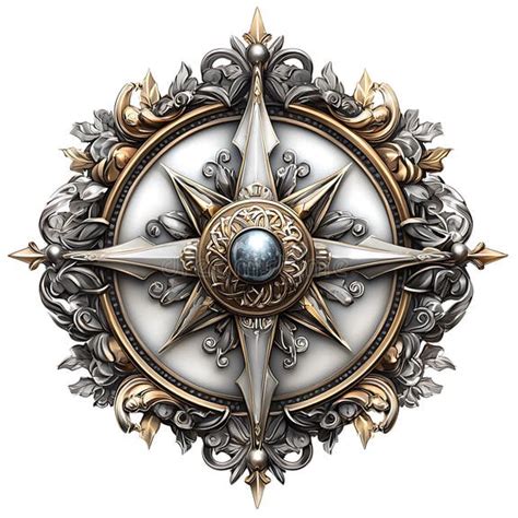 Ornate Compass Rose Emblem Stock Illustration Illustration Of Element 378558681