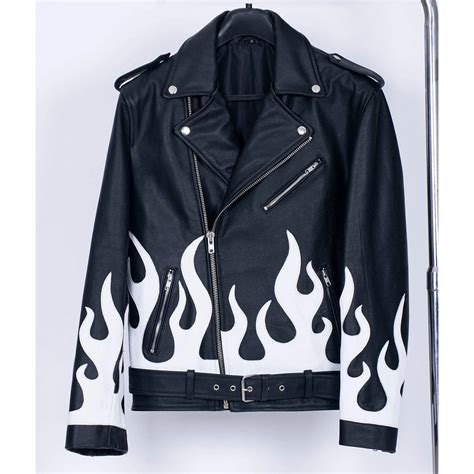 Black Red Meteor Leather Flame Jacket