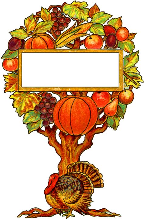 Thanksgiving Tree With Turkey And Fruits Thanksgiving 663x945 Png