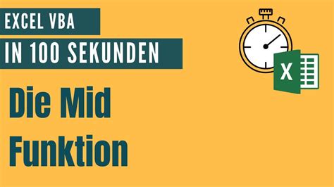 Excel Vba Mid Funktion Alle Excel Vba Befehle Youtube