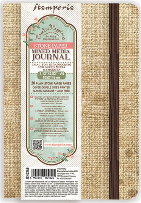 Stamperia Create Happiness Stone Paper Mixed Media Journal A6
