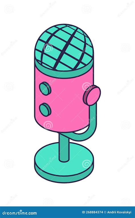 Microphone In Isometric Style Icon Voice Recording Symbol Voice