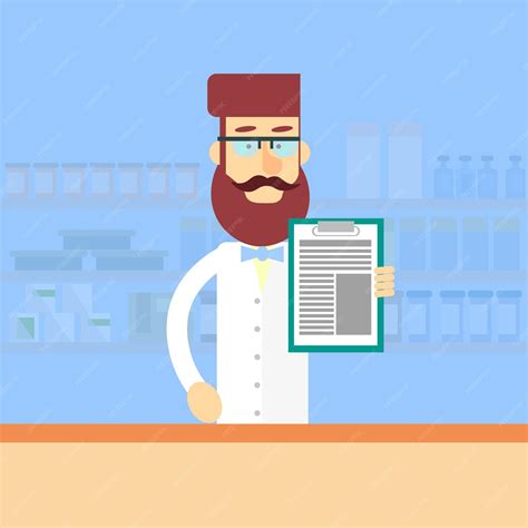 Premium Vector Pharmacy Worker Drugstore Interior Male Pharmacist