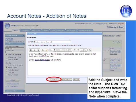 Introduction To Account Notes And Customization Tools Ihs