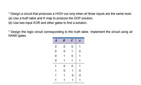 Solved Design A Circuit That Produces A HIGH Out Only When Chegg Com