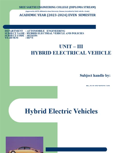 Hev Ppt Unit 3 Pdf Hybrid Electric Vehicle Engines