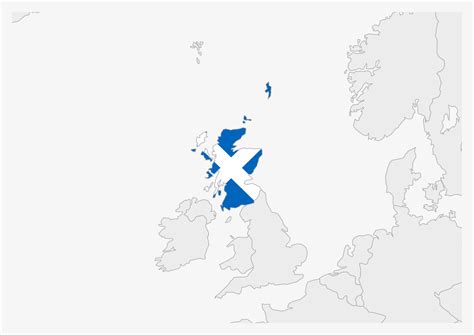 Scotland Map Highlighted In Scotland Flag Colors 13086353 Vector Art At