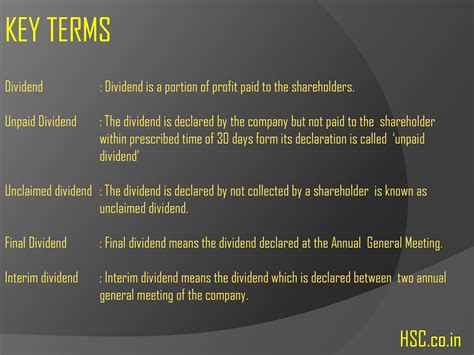Declaration And Payment Of Dividend S P Notes Hsc Higher Secondary Education Website