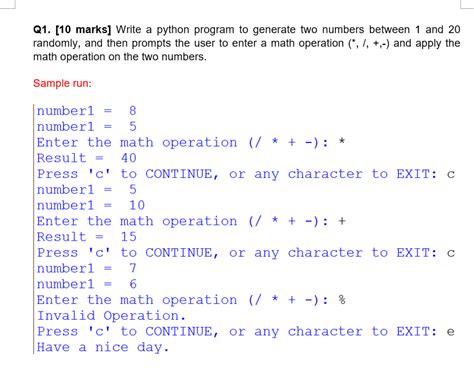 solved q1 [10 marks] write a python program to generate two