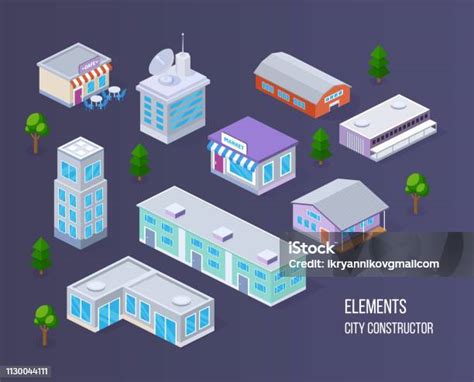 현실적인 3 차원 Isometric 건물 카페 상점 비즈니스 센터 농장 창 고 등측투영법에 대한 스톡 벡터 아트 및 기타 이미지 등측투영법 건설 산업 농장 Istock