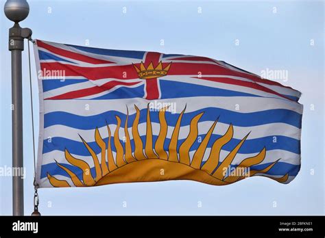 British Columbia Provincial Flag Flying High At Veterans Memorial