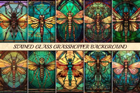 Stained Glass Grasshopper Background Graphic By Simplestyles · Creative