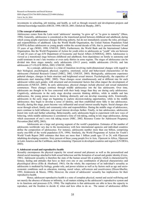 Conceptualisation Of Adolescent Sexual And Reproductive Health Promotion For Human Capital